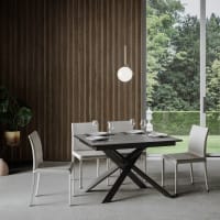 Table extensible effet bois anthracite 90x160/220 cm Ganty | Maisons du ...