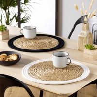 Set de table rond en jute et bordures noires | Maisons du Monde