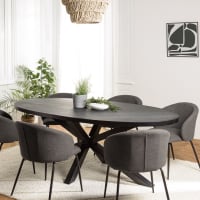 Table ovale 10 personnes en bois de teck recyclé noir 240 cm Sparo | Maisons du Monde