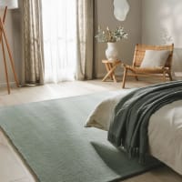 Tapis de salon tissé main en viscose et laine Vert 70x140 cm Sandiego ...