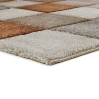 Tapis damier rouille/beige/gris 200x290 cm Lena | Maisons du Monde