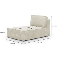 Méridienne droite pour canapé modulable tissu écru effet laine bouclée ...