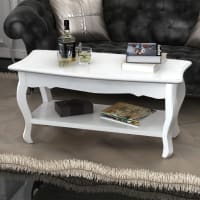 Table basse 5 tiroirs en bois massif, blanc/brun Tequila | Maisons du Monde