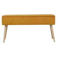 Banc en métal et velours beige | Maisons du Monde