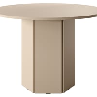 Table à manger 4 personnes ronde effet travertin - Beige Danli ...