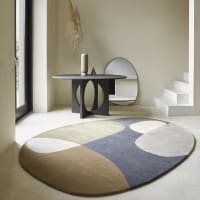 Tappeto ovale taftato con motivi écru e dorati 140x200cm BERNON ...