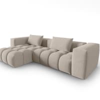 Canapé d'angle modulable 3 places tissu structurel vert olive foncé ...