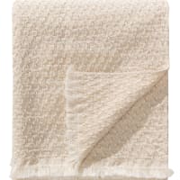 Plaid en coton tissé jacquard motif réversible blanc et beige 170x125 ...