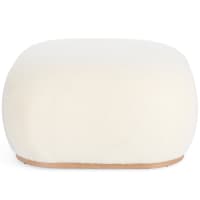 Puf tapizado con tejido aterciopelado mostaza con base dorada | Maisons ...