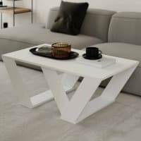 Table basse réglable en bois de chêne et acier blanc Matika | Maisons du Monde