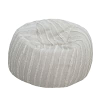 Pouf déhoussable en lin rayé bleu | Maisons du Monde