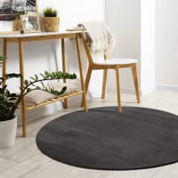 Tappeto tondo taftato pelo raso Nero 120 D Lago | Maisons du Monde