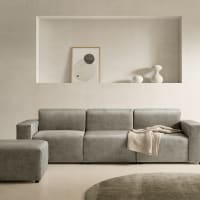 Sofá modular 4 plazas con 2 esquineros y 1 Puff Gris SOFA MODULAR ...
