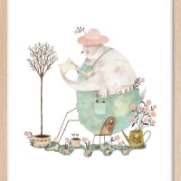Affiche enfant lessive chez souricette avec cadre bois 60x40 cm ...
