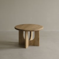 Tables gigognes rondes en bois d'acacia massif et marbre Babkha ...