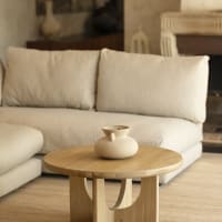 Tables gigognes rondes en bois d'acacia massif et marbre Babkha ...