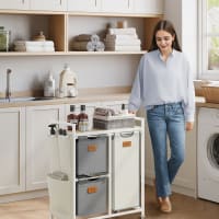 Meuble à linge 2 paniers amovibles bambou | Maisons du Monde
