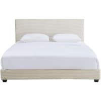Lit 140x190 cm avec tête de lit en tissu bouclé beige Milo | Maisons du ...