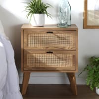 Comodino vintage con 2 cassetti in legno di mango e bambù Gisele ...