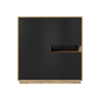 Weißes Sideboard mit 2 Türen, 2 Schubladen, natürliches Rohrgeflecht ...