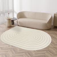 Tappeto ovale taftato con motivi écru e dorati 140x200cm BERNON ...
