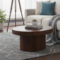 Tables gigognes rondes en bois d'acacia massif et marbre Babkha ...