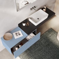 Meuble de salle de bain 4 pièces en MDF bleu Tiffany Venere | Maisons ...