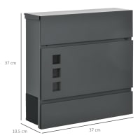 Cassetta postale da parete moderna antracite 37x11x37cm | Maisons du Monde