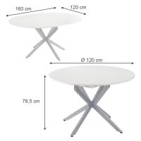 Table à manger 4 personnes ronde effet travertin - Beige Danli ...