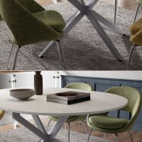 Table à manger 4 personnes ronde effet travertin - Beige Danli ...