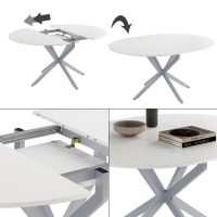 Table à manger 4 personnes ronde effet travertin - Beige Danli ...