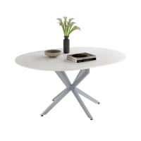 Table à manger 4 personnes ronde effet travertin - Beige Danli ...