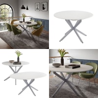 Table à manger 4 personnes ronde effet travertin - Beige Danli ...