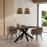 Tavolo allungabile piano pietra effetto marmo Nero cm 200x80 76h DYLAN ...