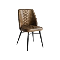 Chaise en cuir marron avec pieds en métal | Maisons du Monde
