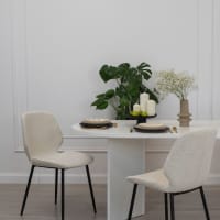 Table à manger 4 personnes ronde effet travertin - Beige Danli ...