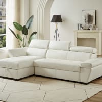 Canapé d'angle cuir 4 places blanc Jonova | Maisons du Monde