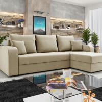 Sofá rinconero de color marrón claro 147x80x238cm Comfivo 135 | Maisons ...