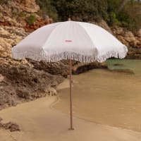 Parasol 2x2m en aluminium imitation bois et toile en polyester recyclé ...