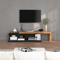 Mobile TV a 2 Ante Effetto Legno Antracite Opaco e Rovere 210x35x30 cm ...
