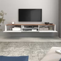 Mobile TV a 2 Ante Effetto Legno Antracite Opaco e Rovere 210x35x30 cm ...