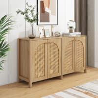 Weißes Sideboard mit 2 Türen, 2 Schubladen, natürliches Rohrgeflecht Sandro | Maisons du Monde