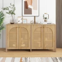 Weißes Sideboard mit 2 Türen, 2 Schubladen, natürliches Rohrgeflecht Sandro | Maisons du Monde