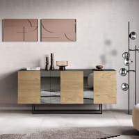 Buffet 3 ante effetto legno bianco e marrone 90cm Nara | Maisons du Monde