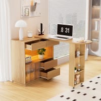 Table à manger avec étagère et plateau rabattable en bois d'hévéa ...