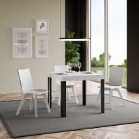 Table extensible portefeuille effet bois frêne blanc 90x90/180 cm Karamay libra | Maisons du Monde