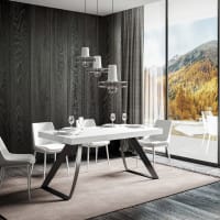 Mesa extensible 90x180/284 cm efecto madera gris cemento, hierro Karida ...