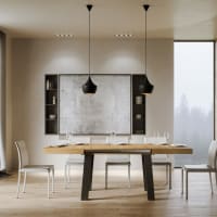 Table extensible portefeuille effet bois frêne blanc 90x90/180 cm Karamay libra | Maisons du Monde