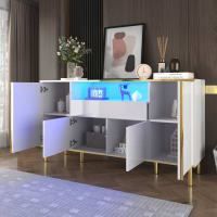 Buffet élégant blanc design moderne, 6 tiroirs poignets | Maisons du Monde
