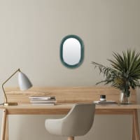 Miroir rond décoratif ondulé en bois noir H38 Ondine | Maisons du Monde